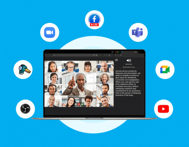 Live captioning integrations for multilingual events